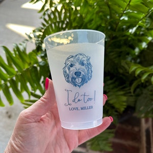 Custom Illustrated Dog Frosted Wedding Cups, Modern Wedding Cups ...