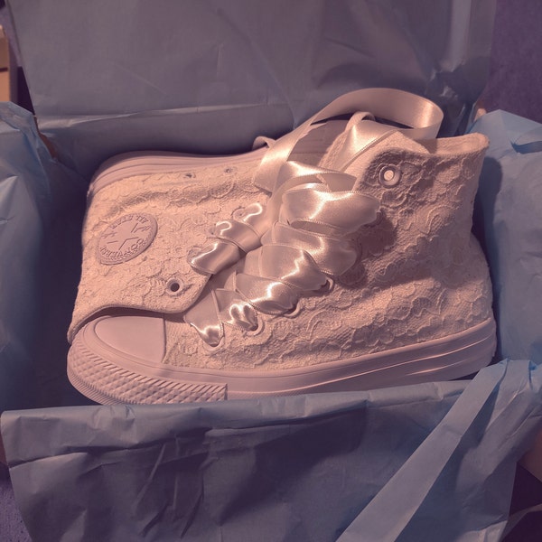 Ivory Wedding Converse High Top, Custom Converse Shoes, Lace High Top ...