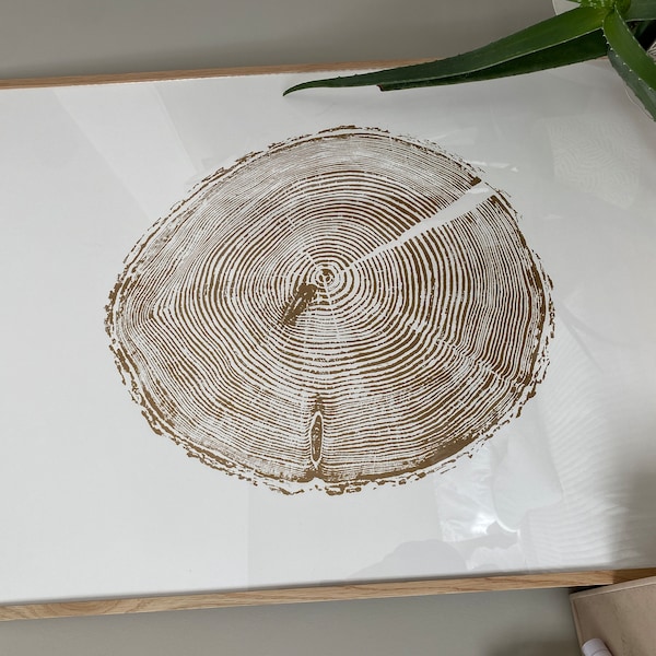 Western Red Cedar, Tree Ring Print, Black and White Tree Ring Print ...