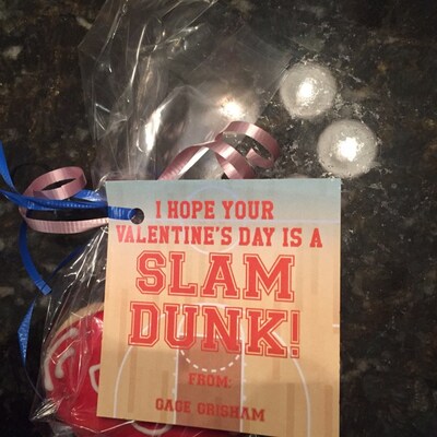Printable Basketball Valentine's Day Card Slam Dunk Valentine, Sports ...