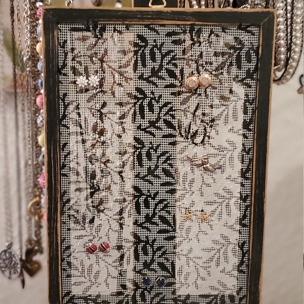 Wooden Stud Earring Holder | Wood Jewelry Organizer | Standing Jewelry ...