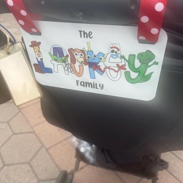 Personalized Family Name Stroller Tag, Amusement Theme Park Sign for ...