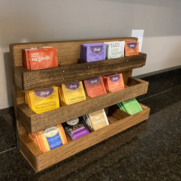 Made to Order Dark Tea Rack Organizer for Individually Wrapped Tea Bags ...