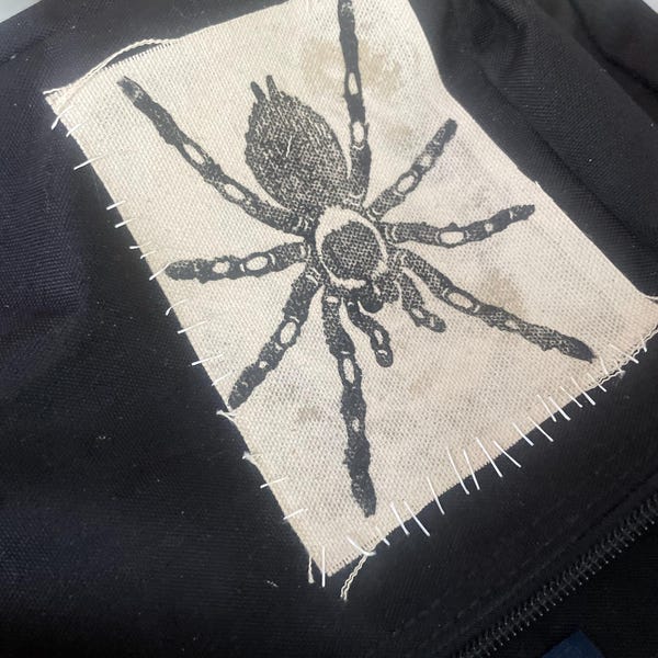 Block-print Tarantula Patch: White Cotton Canvas, Sew-on - Etsy