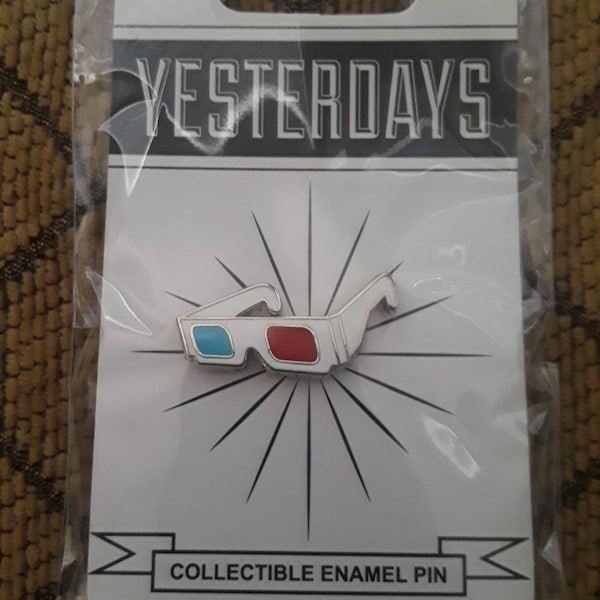 3d Glasses Enamel Pin - Etsy