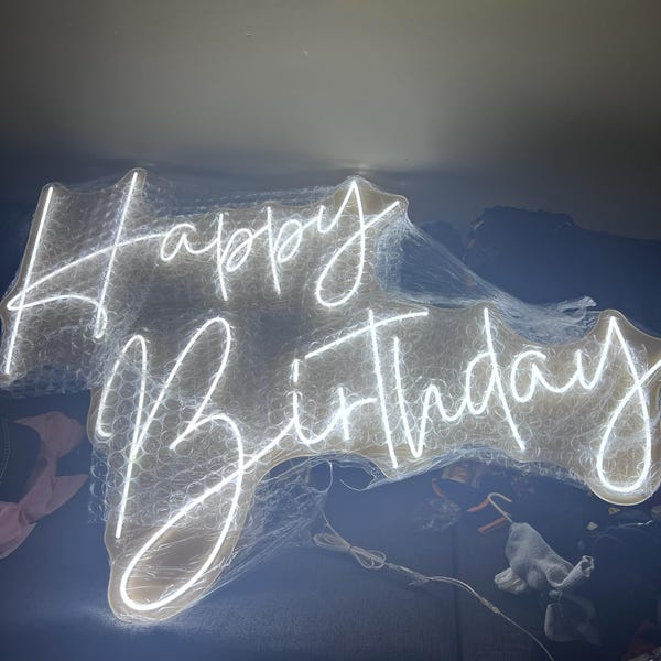 Happy Birthday Neon Sign, Birthday Neon Sign, Neon Party Backdrop, Party Neon Sign, Customized ...
