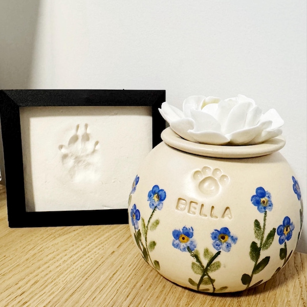 Forget Me Not Urn, Rose Urn, Pet Urn, Dog Urn, Cat Urn, Rose on the Top ...