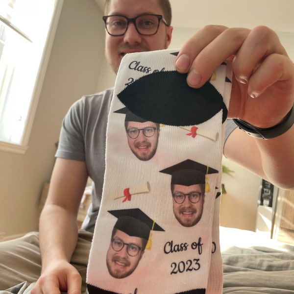 Custom Graduation Socks: Face Photo Gift, Personalized Grad Face Sock ...