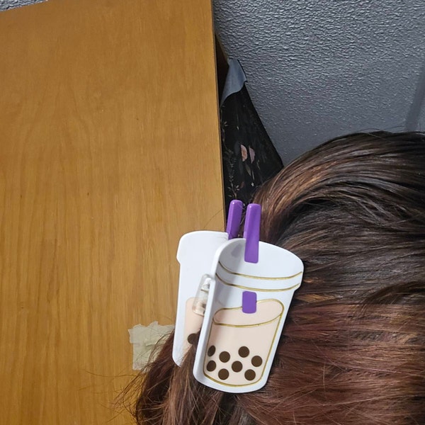 Milk Tea Boba Hair Claw Clip | Funny Hair Accessory, Gift for Friends ...