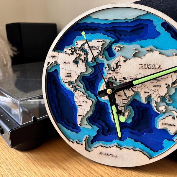 7 Layer 3D Rectangular Map of the World, Multi layer Panel,laser Cut ...