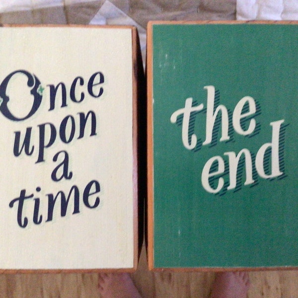 Once Upon a Time, the End, Storybook Wood Bookends, Image Transfer MADE ...