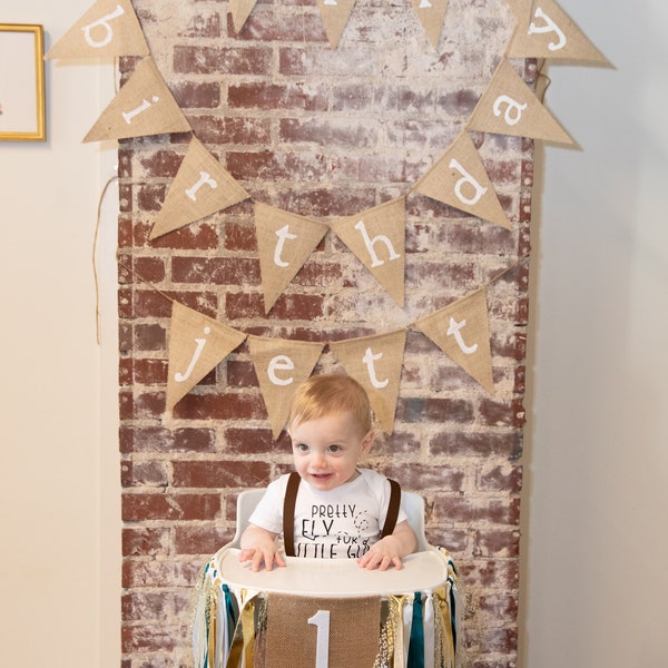 Happy Birthday Burlap Banner, Happy Birthday Bunting, Birthday ...