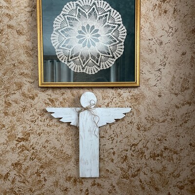 Rustic Wooden Angel 15 Angel Angel Wall Hanger Rustic Angel Farmhouse ...