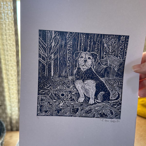 Custom Lino Print Pet Portrait Personalised Pet Portraits From Photo ...