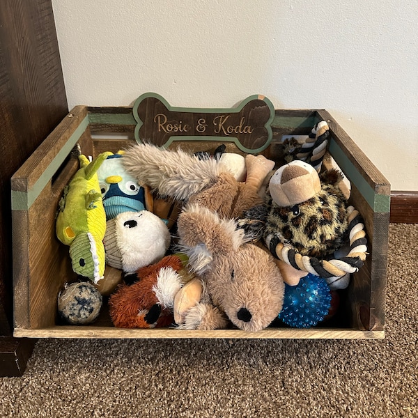Dog Toy Bin Dog Toy Box Gift for Dog Lover Personalized Dog Name Gift ...
