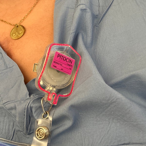 Pitocin IV Bag Badge Holder | IV Bag Badge Reel, Phlebotomy Badge Reel ...