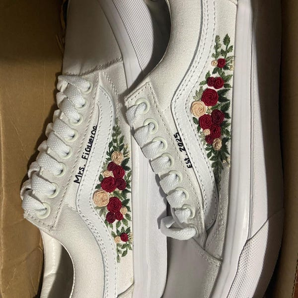 Embroidered Vans Slip On, Custom Vans Embroidery Mushrooms, Ghost ...