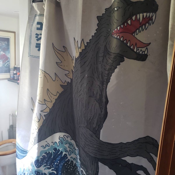 Godzilla Shower Curtain, Japanese Shower Curtain, Traditional Japanese ...