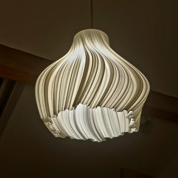 Modern Wavy Opaque Glass-like Pendant Lampshade - Sleek Soft-glow ...