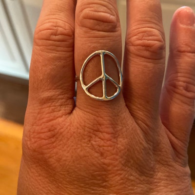 Peace Sign Ring//sterling Silver//handcrafted//made to Order - Etsy