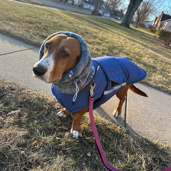 Size Medium Double Fleece Dog Snood With Elastic Drawstring and Cord ...