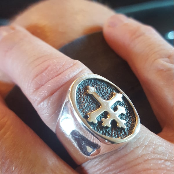Cross of Lorraine Magnum PI Team Ring - Sterling Silver 925 - Etsy