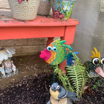 Unique Whimsical Garden Sculpture 14pcs/ Ceramic Floral Art Garden ...