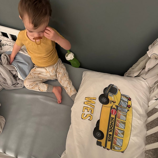 School Bus Personalized Pillowcase - Kids Bus Pillow - Custom ...