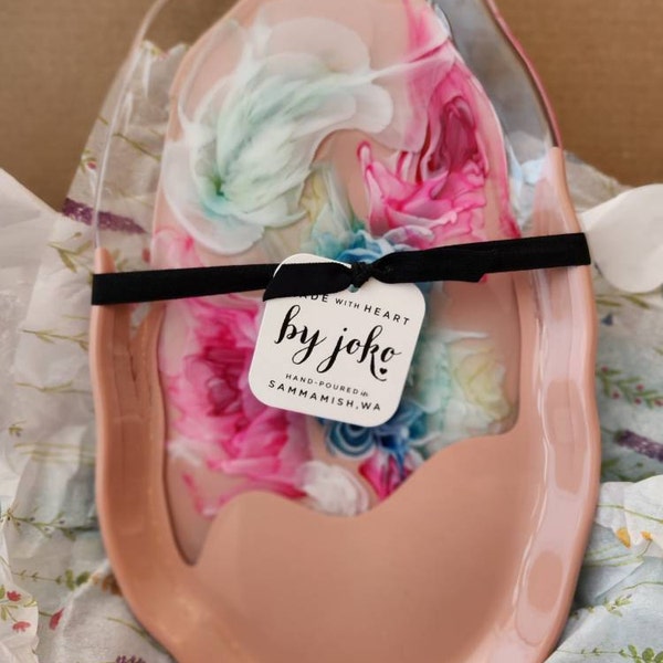 Colorful Blooms on Gray Resin Round Coaster, Set of 2, Drink Coaster ...