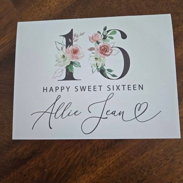 15th Birthday Card, Happy Sweet 15 Birthday Card, Personalized With ...