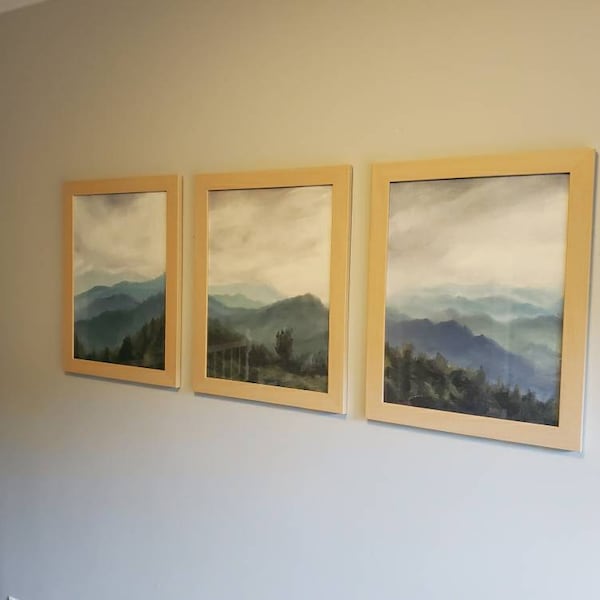 Set of 3 Prints of Oil Paintings Virginia Landscape Sky Cloud Trees ...