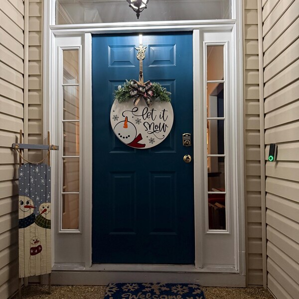 Winter Front Door Decor | Let It Snow | Snowman Front Door Wreath ...
