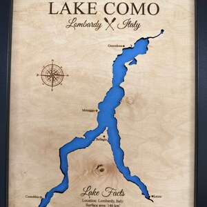 Lake House Decor Framed Wood Map Custom Lake Art 3 D Wall Art Contour ...