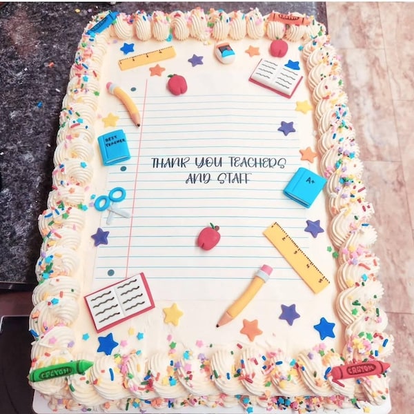 Fondant School Cake or Cupcake Toppers - Graduation Toppers - Teacher ...