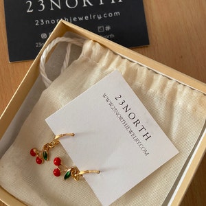 Gold Vermeil Cherry Huggies Earrings Gold Cherry Huggie Etsy