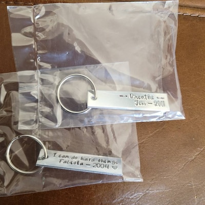 Custom Hand Stamped Keychain Personalized Aluminum Gift Group Friends ...