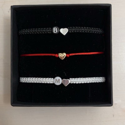 Set of 2 Custom Initial Bracelets for Couples Personalized Matching ...