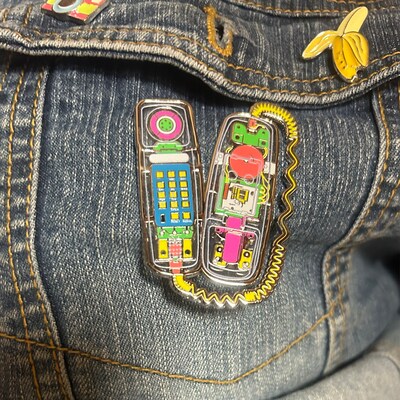 90s Clear Neon Phone Deluxe Enamel Pin V2.0 90s Nostalgia Nineties ...