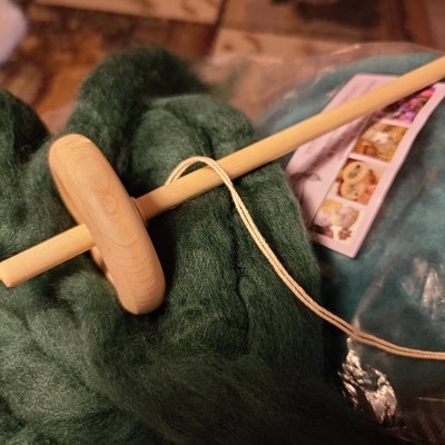 Drop Spindle Kit for Beginner W/ Fiber Top Whorl Wool Yarn Spinning ...