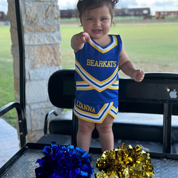 Blue & Gold Cheer Uniform, Blue and Yellow Cheerleading Uniform, Girls ...