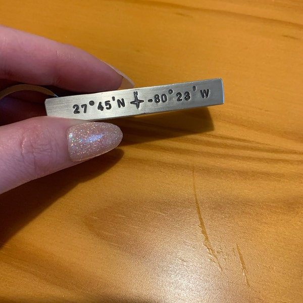 Custom Keyring, GPS Coordinates Keychain, Personalised Keychain, Custom ...