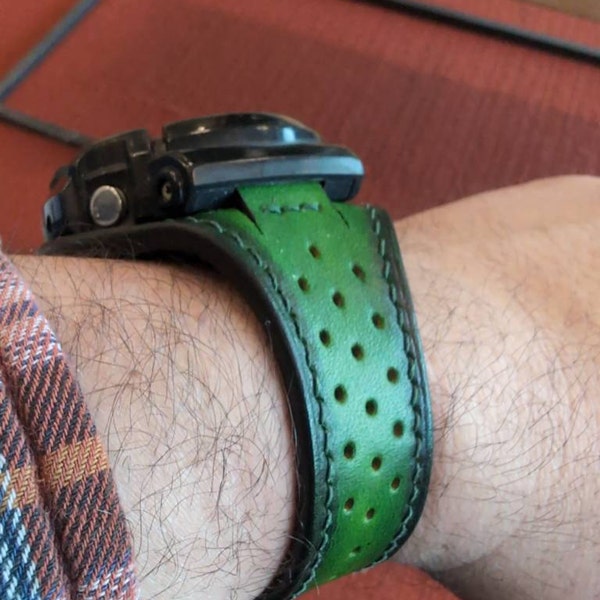 Racing Style Leather Bund Strap 20mm 22mm Bund Rally Holes Watch Band ...