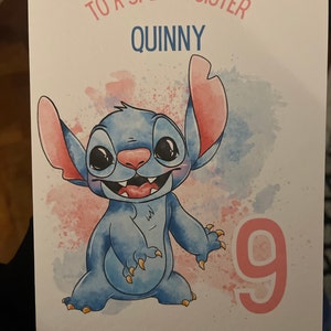 Personalised Stitch Birthday Card, Daughter Card, Sister Card, Friend ...