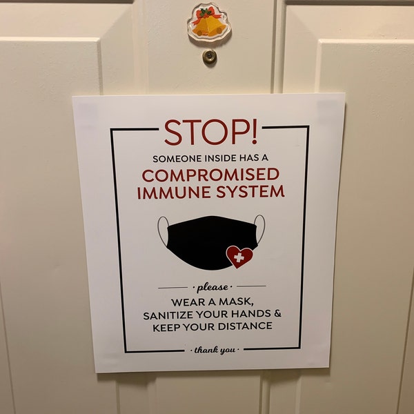 STOP Immunocompromised Person Inside Printable Sign ~ Wear a Mask Keep ...