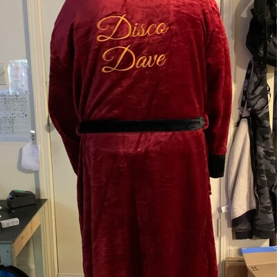 Personalized Men's Plush Shawl Robes Luxury Custom Embroidered Fleece ...