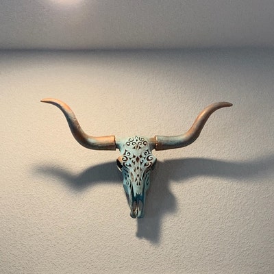 Faux Taxidermy Carved Texas Longhorn Skull Wall Mount Wall Decor ...
