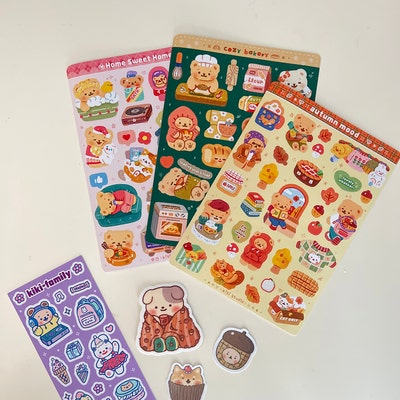 Cozy Bakery Sticker Sheet Cute, Kawaii, Aesthetic, Bear, Bread, Baking ...