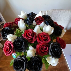 Dark Red Real Touch Roses Silk Artificial Flowers petals Feel and Look ...