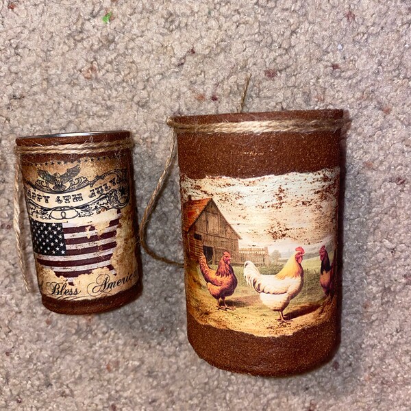 Farmhouse Primitive Grungy Can-rusty Tin Can - Etsy