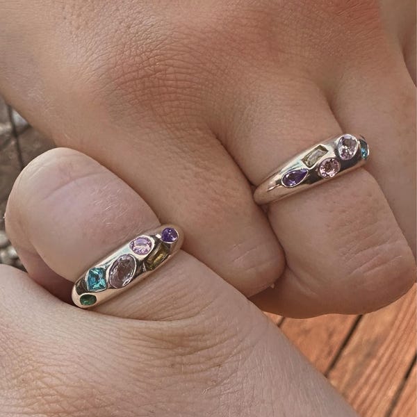 Mixed Birthstone Dome Ring by Caitlyn Minimalist • Chunky Art Deco ...